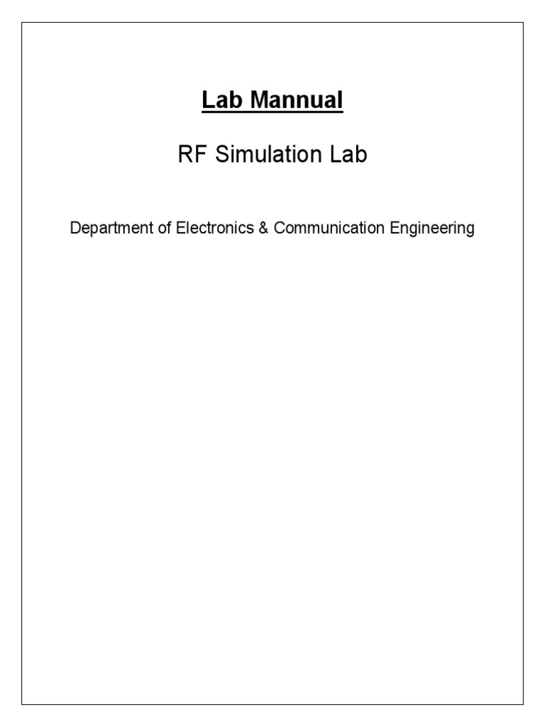 RF Simulation Lab Manual | PDF | Field Effect Transistor | Transmission ...