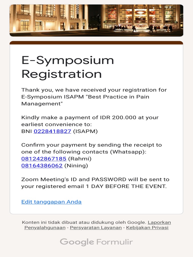 E Symposium Registration | PDF | Finance & Money Management