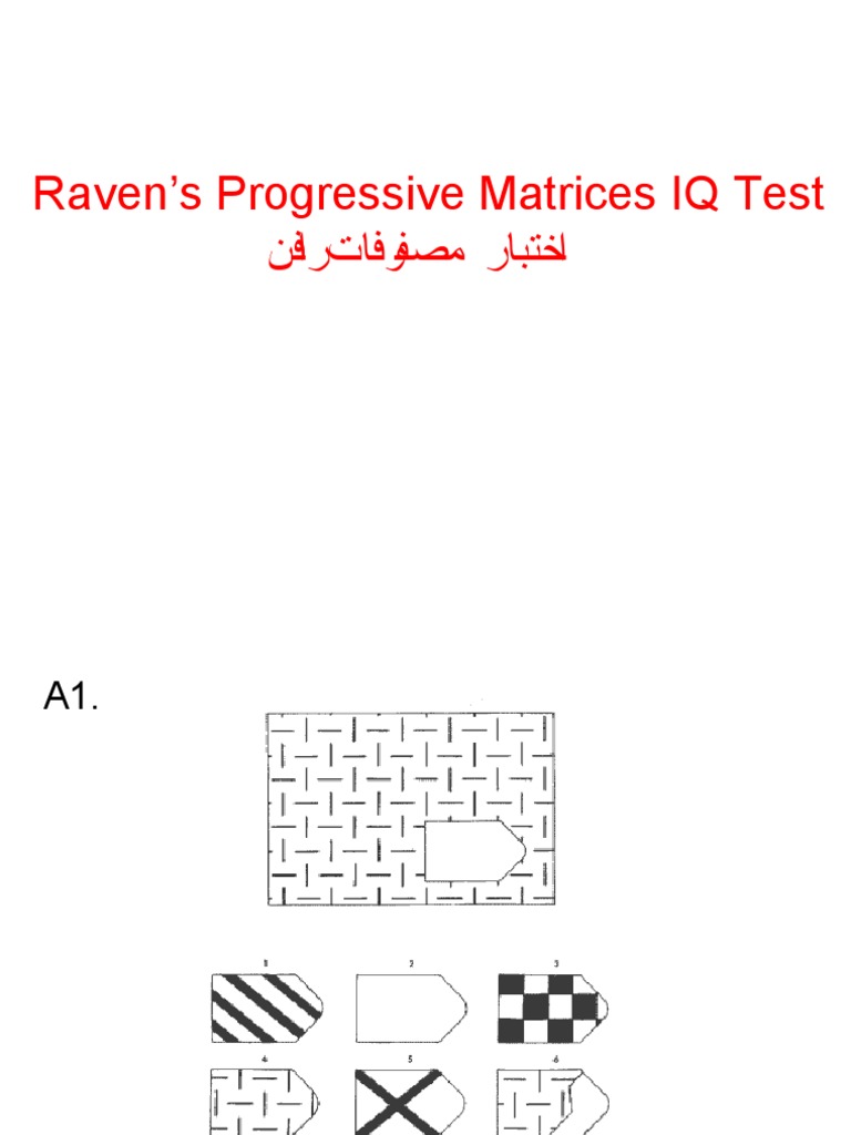Raven - S Progressive Matrices Iq Test | PDF