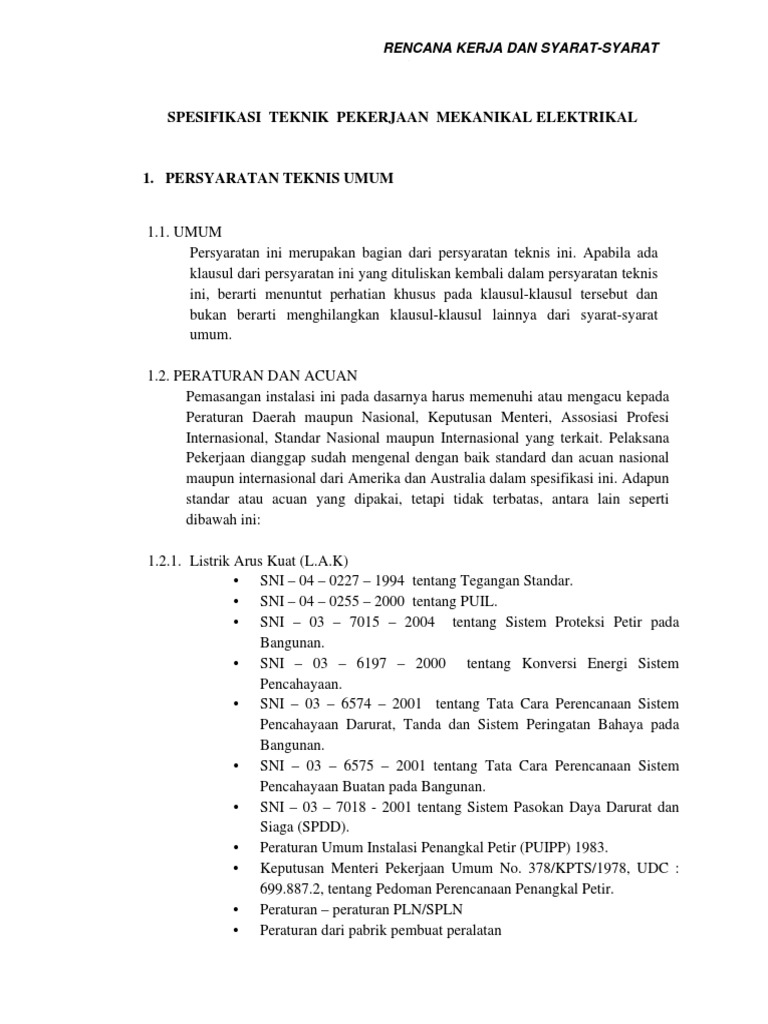 RKS - Mep - Syarat Umum | PDF
