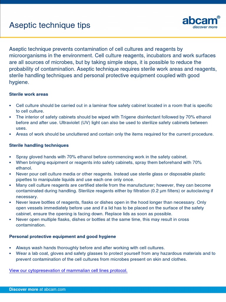 Aseptic Technique Video Protocol | PDF