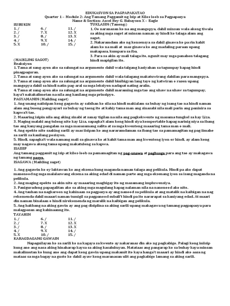Esp G10 Eagle Q1W2 | PDF