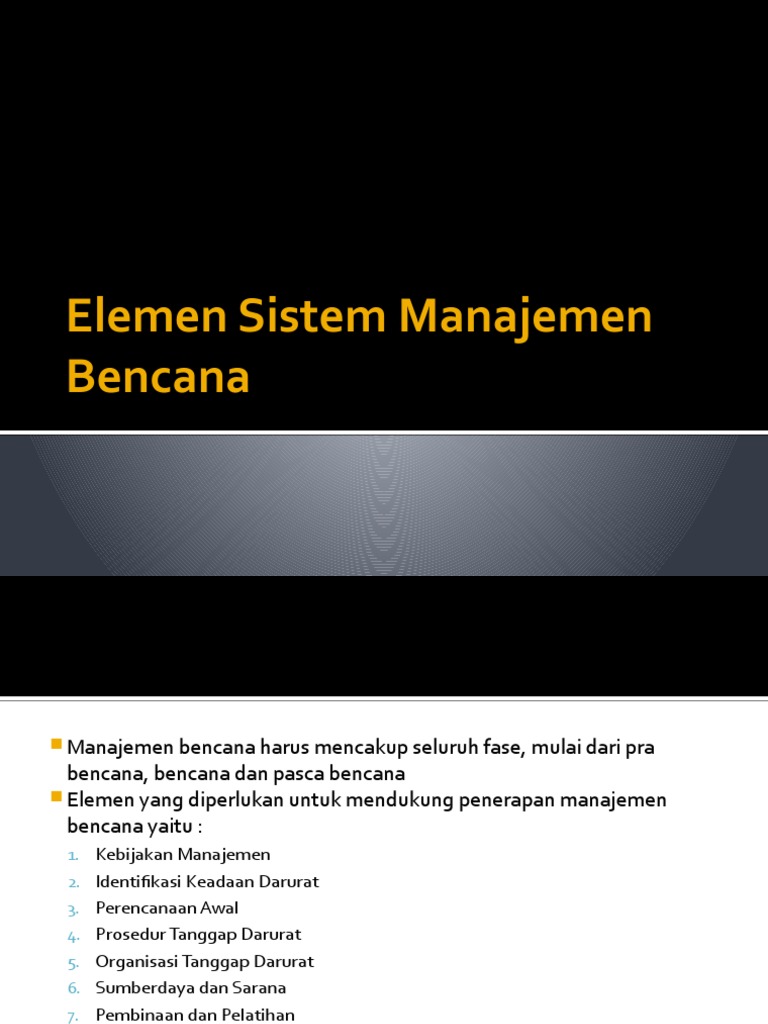 Elemen Sistem Manajemen Bencana | PDF