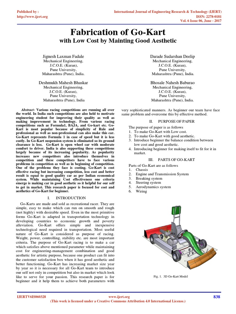 Fabrication of Go Kart IJERTV6IS060328 | PDF | Screw | Mechanical ...