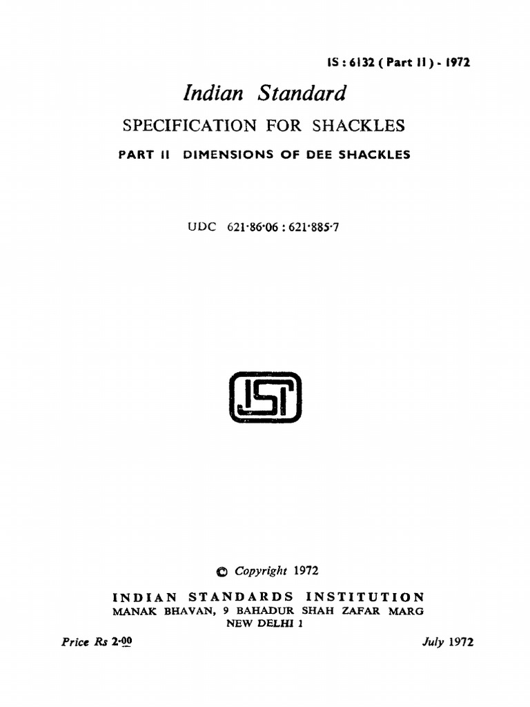 IS 6132 Pt.2-1972 - 0625 D SHACKLE | PDF