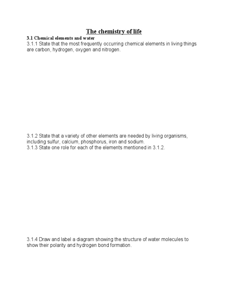Chemistry of Life: Key Concepts | PDF | Chemistry | Biochemistry