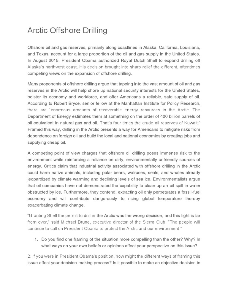 Competing Views on Offshore Drilling in the Arctic: Weighing the ...