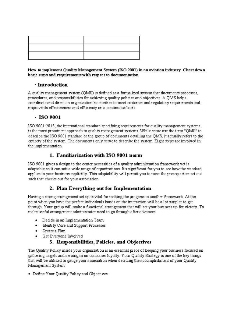 How To Implement Quality Management System (ISO 9001) in An Aviation ...