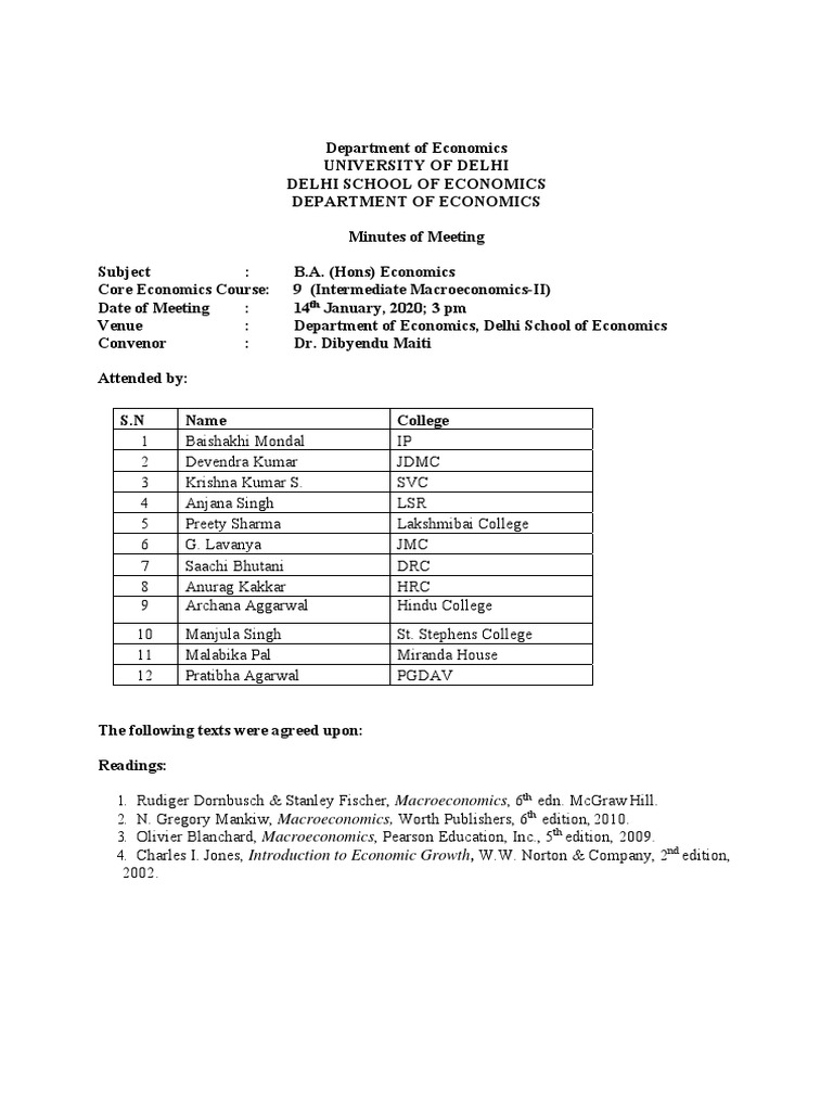 Macroeconomics Course Readings And Assessment Agreed Pdf