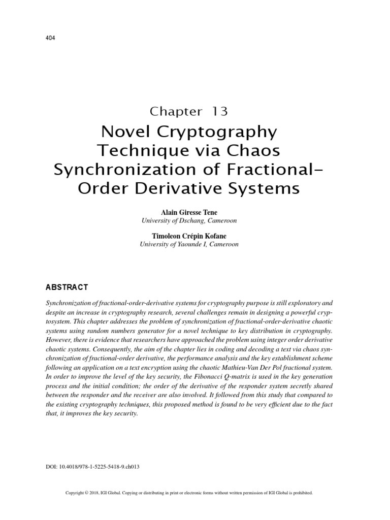 Novel Cryptography Technique Via Chaos Synchronization of Fractional Order Derivative Systems ...
