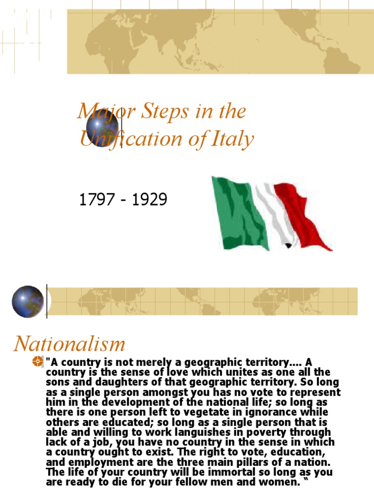 Major Steps in The Unification of Italy | PDF | Italy | Nationalism