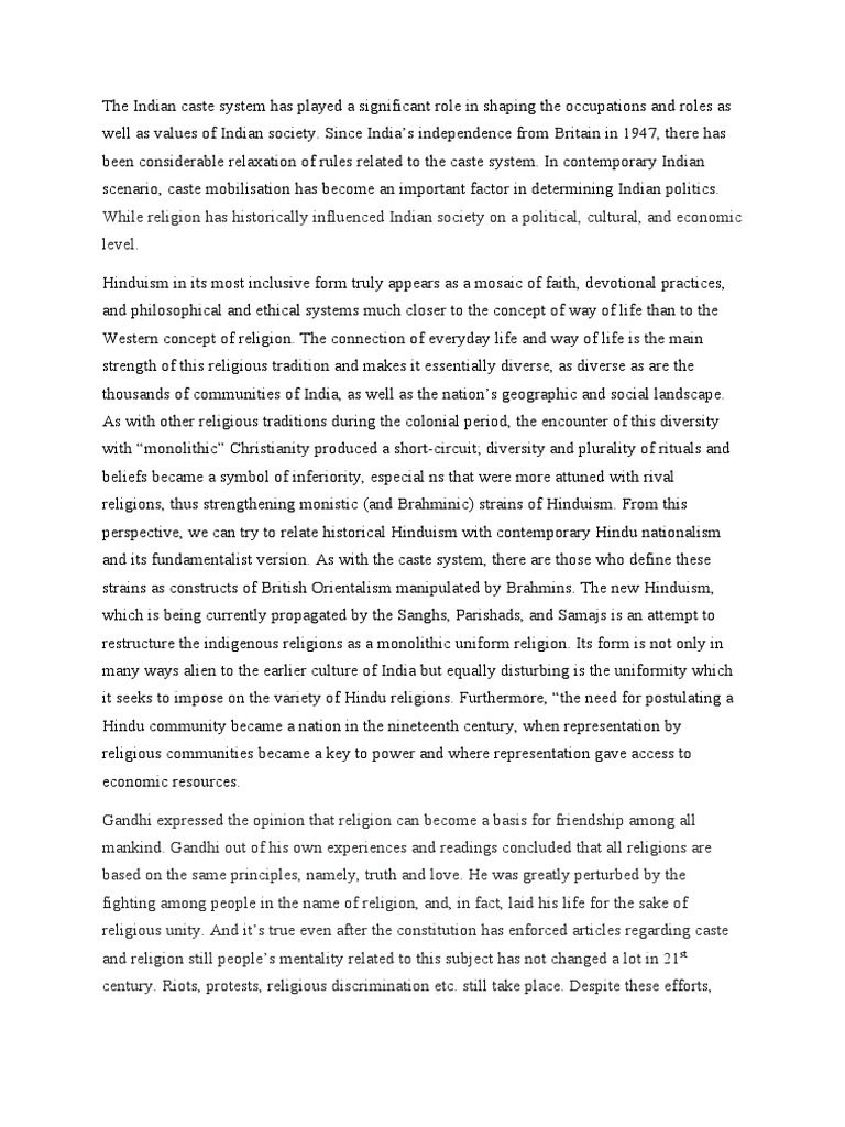 Caste System and Religion in Modern India | PDF | Caste | Mahatma Gandhi