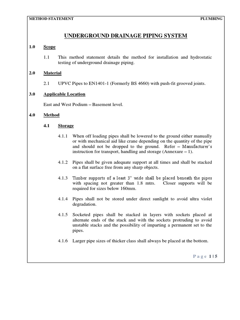 Underground Drainage Piping System | PDF | Plumbing | Pipe (Fluid ...