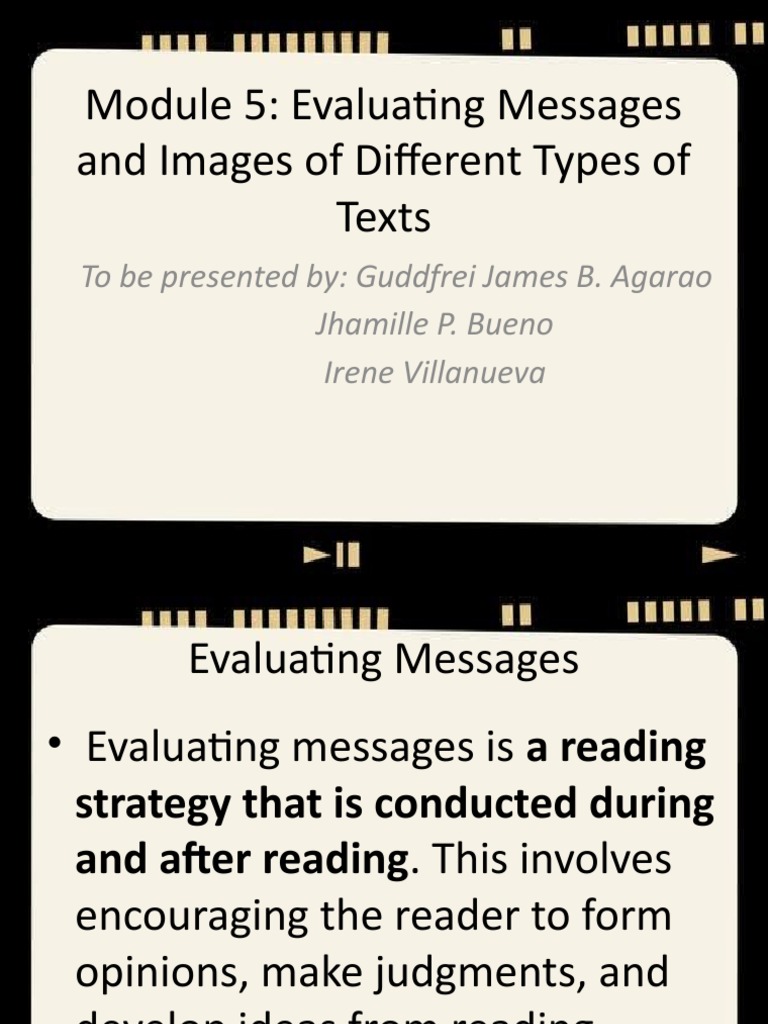 Module 5: Evaluating Messages and Images of Different Types of Texts | PDF | Information | Cognition