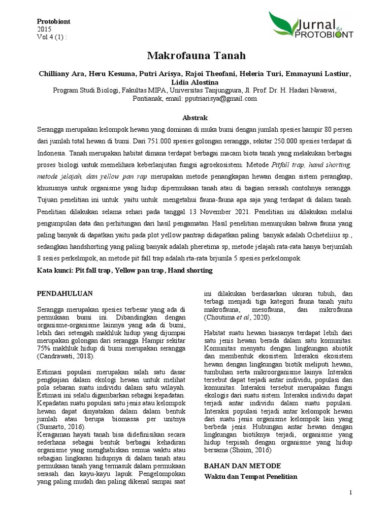 Template Jurnal Protobiont | PDF