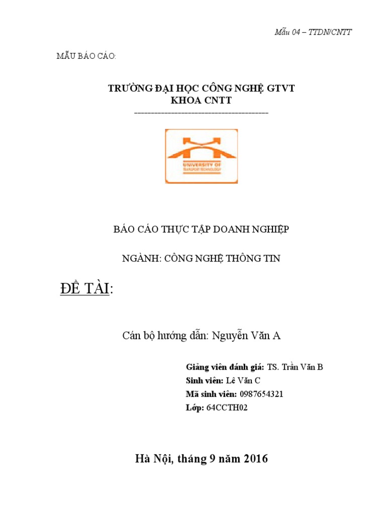 6.mau Bao Cao Thuc Tap | PDF