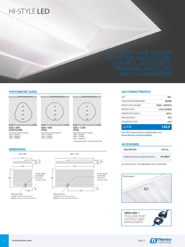 Thorlux Hi-Style LED Lighting Guide | PDF | Lighting | Light