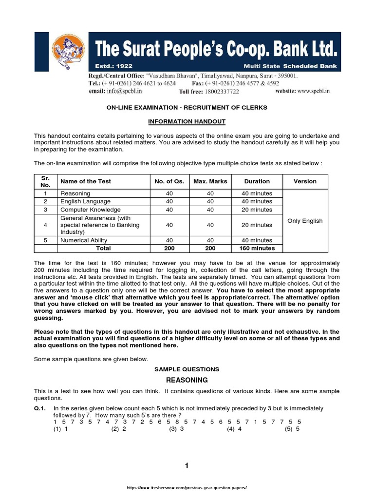 SPCBL Clerk Question Paper | PDF | Test (Assessment) | Multiple Choice