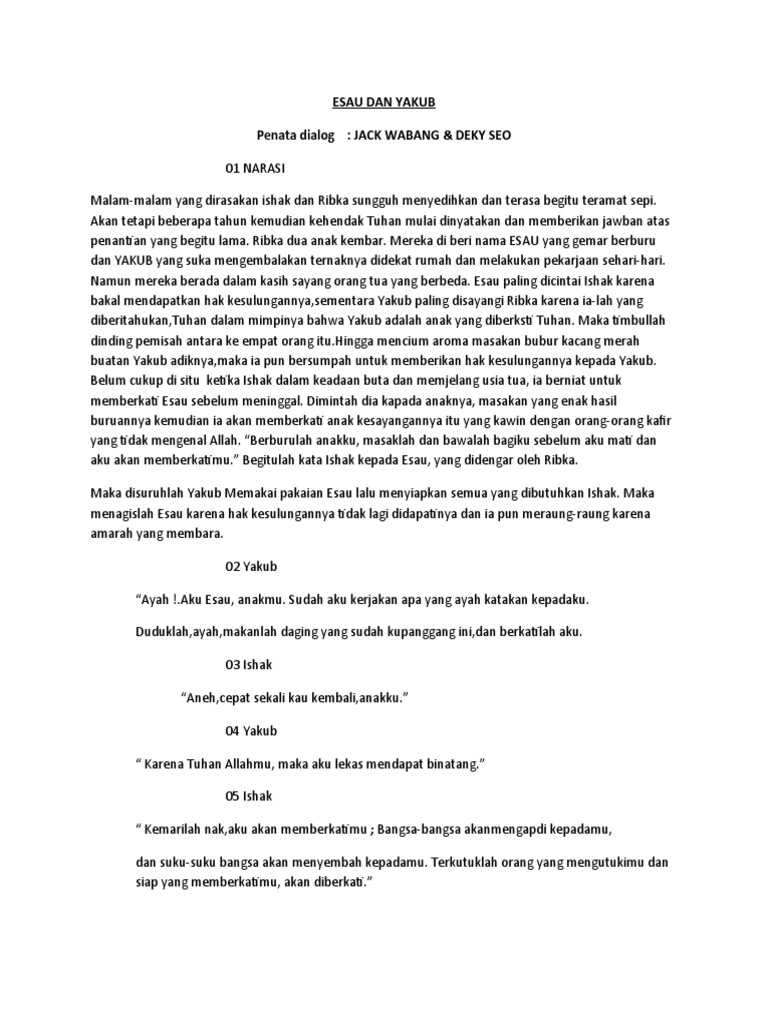 Kisah Esau dan Yakub dalam Alkitab | PDF