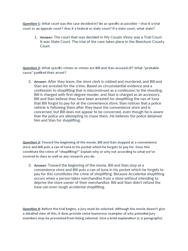 My Cousin Vinny Finished | PDF | Discovery (Law) | Witness