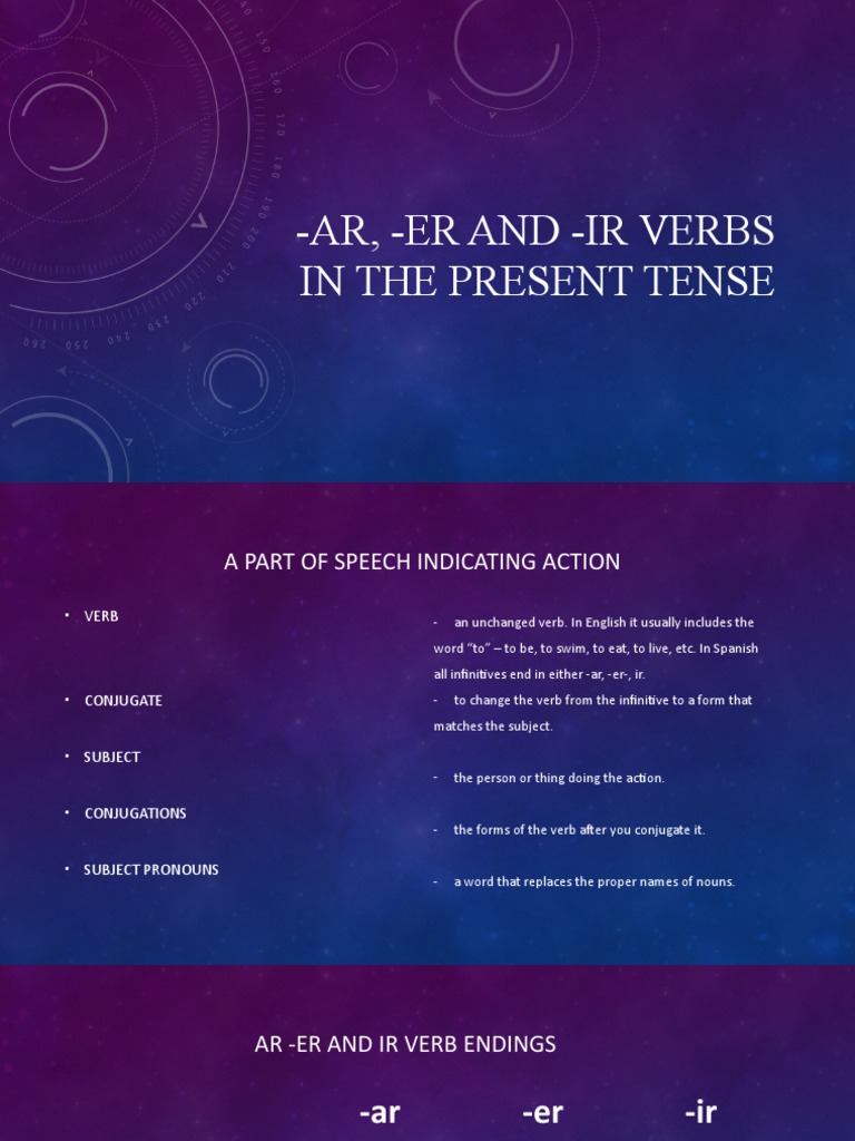 Spanish - Ar, - Er and - Ir Verbs | PDF