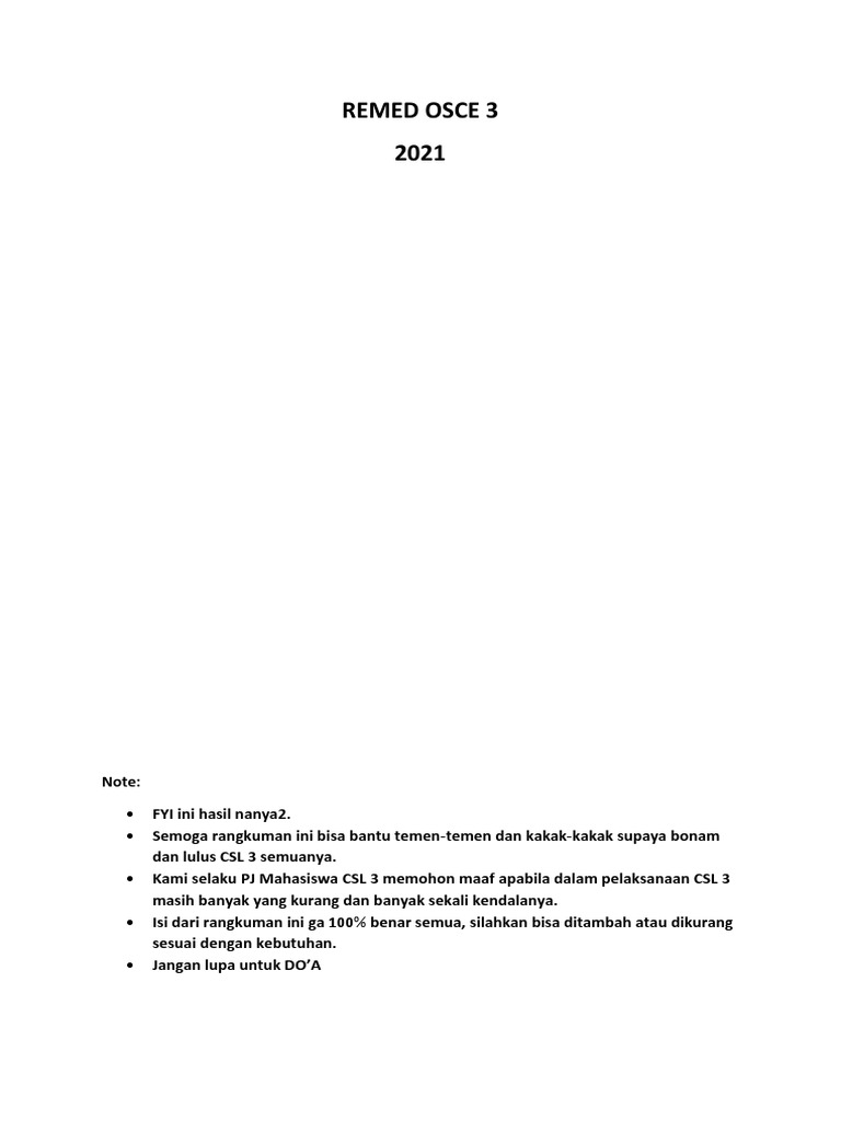 Rangkuman Remed OSCE 3 2021 | PDF