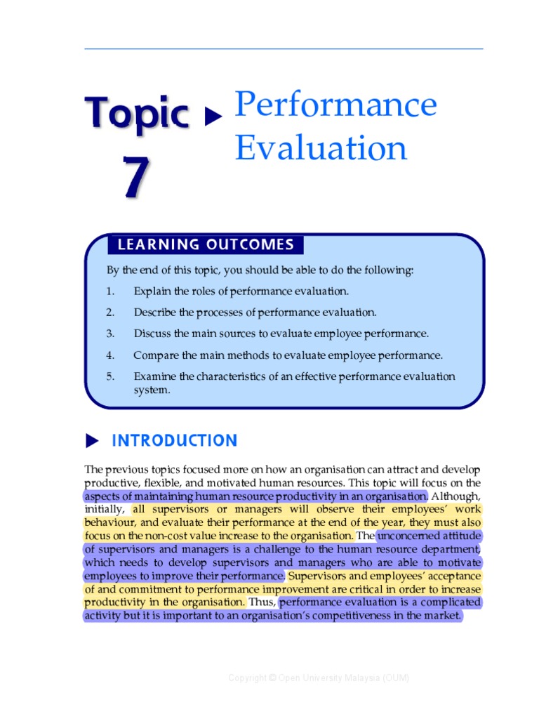 9.topic 7 - Performance Evaluation | PDF | Performance Appraisal ...