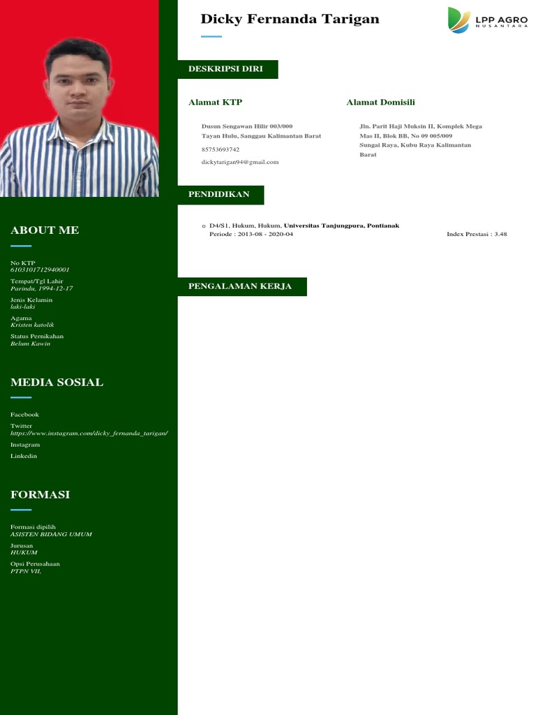 UMU0018484 Dicky Fernanda Tarigan CV | PDF