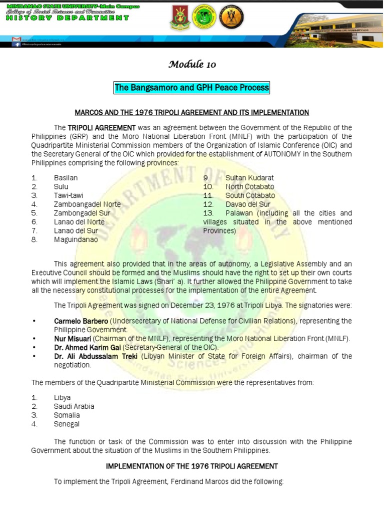 The BangsaMoro and GPH Peace Process | PDF | Philippines | Government