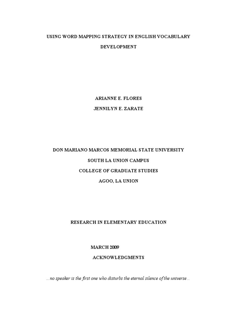Using The Word Mapping Strategy in English Vocabulary Development | PDF ...
