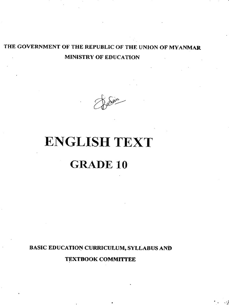 Myanmar Grade 10 English | PDF Myanmar Grade 10 English | PDF
