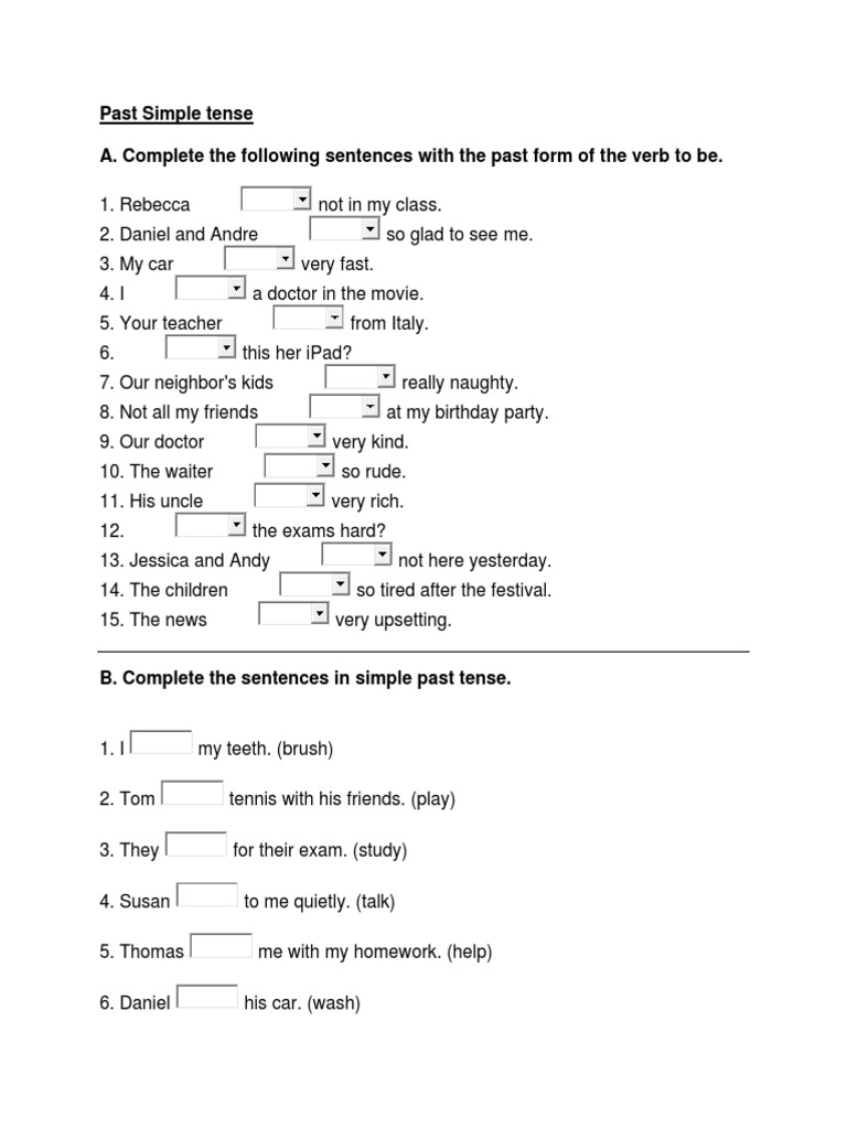Past Simple Tense Worksheet | PDF