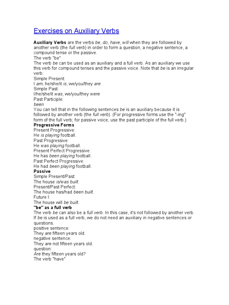 Auxiliary Verbs | PDF | Perfect (Grammar) | Verb