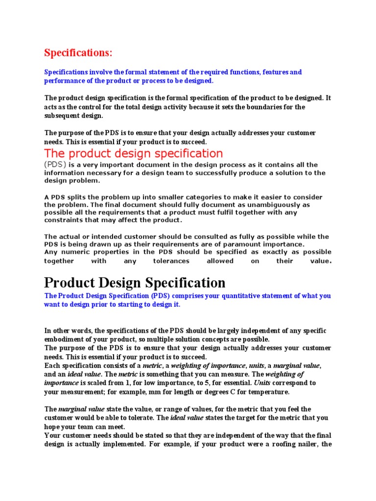 Role of Design Specification | PDF | Specification (Technical Standard ...