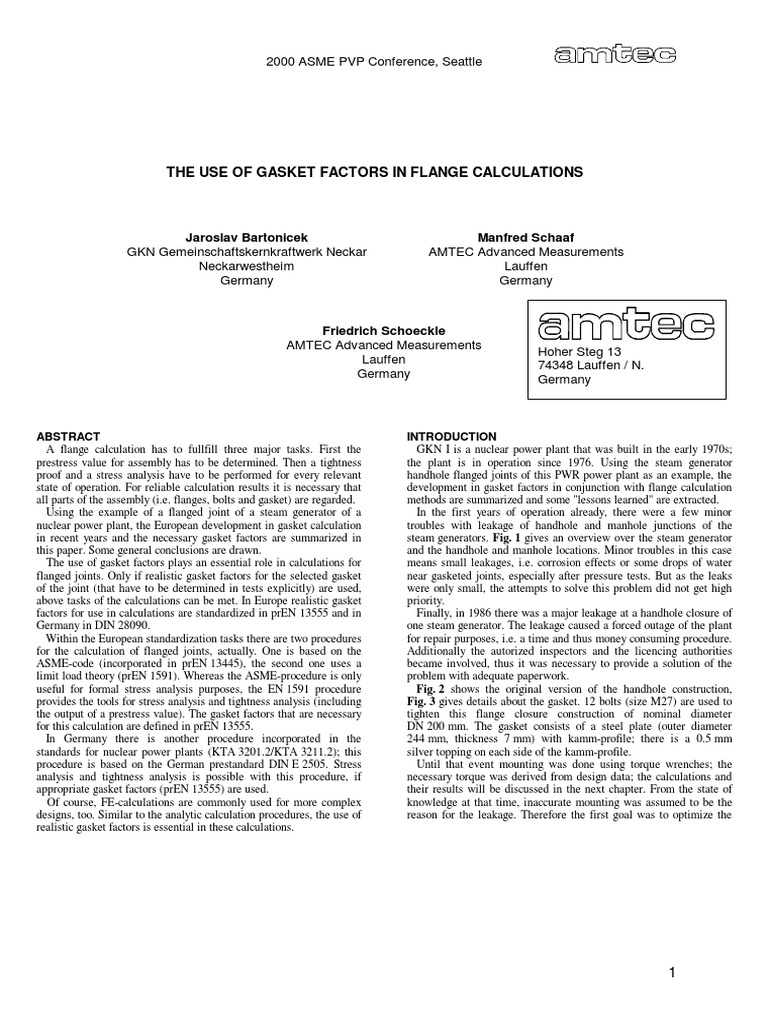 The Development of Gasket Factors and Their Role in Accurate Flange ...