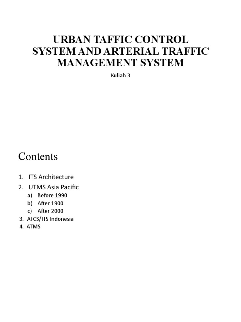 Utms and Arterial Traffic Management System | PDF | Traffic | Controlled Access Highway