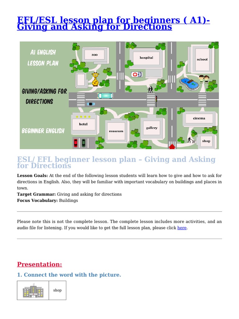 EFL ESL Lesson Plan For Beginners (A1) - Giving and Asking For ...