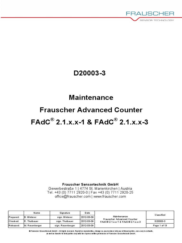07017-0014-023-EN-03 - D20003 FAdC Maintenance | PDF | Electric Current ...