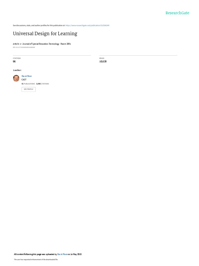 Universal Design For Learning | PDF | Special Education | Educational ...