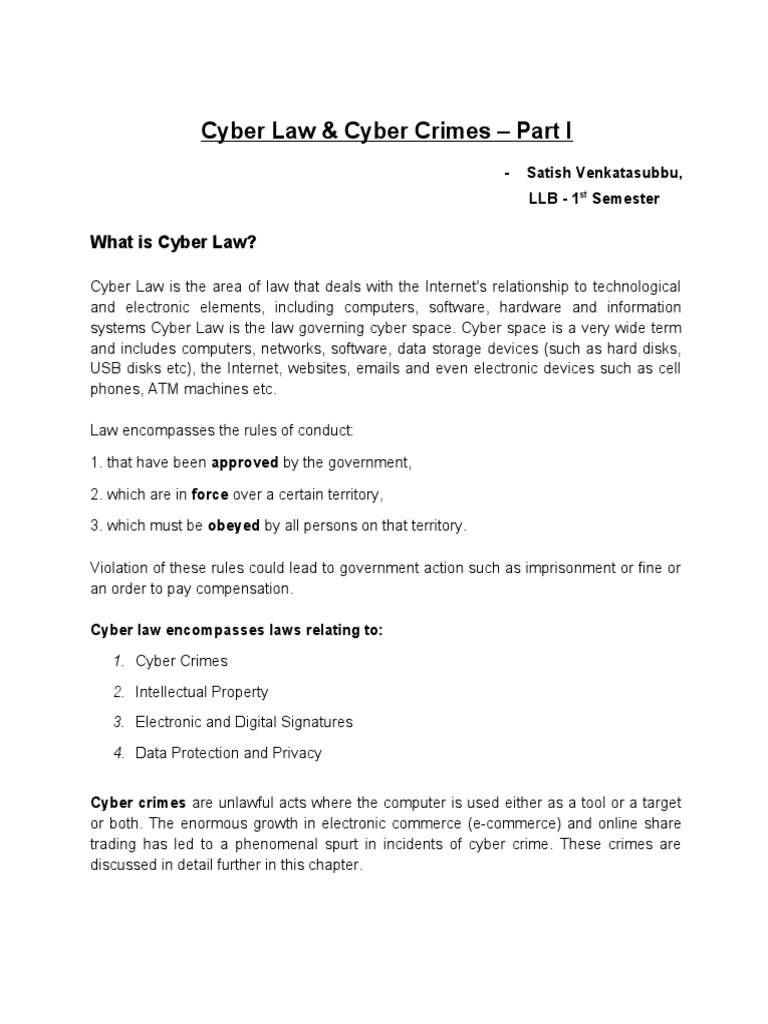 Cyber Law Introduction | PDF | Cyberspace | Cybercrime