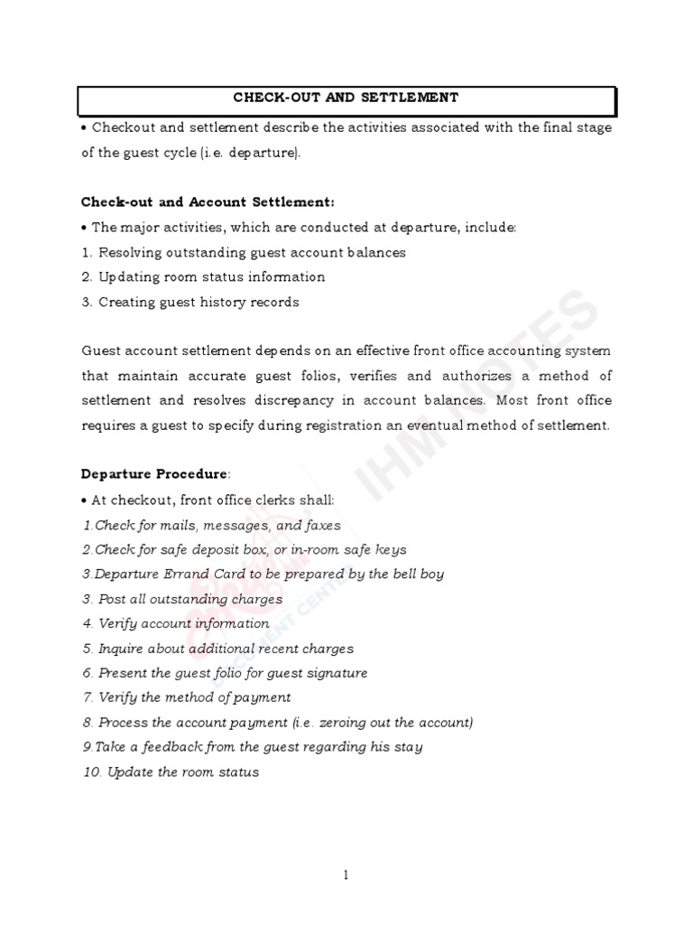 Check Out Procedures | PDF | Cheque | Payments