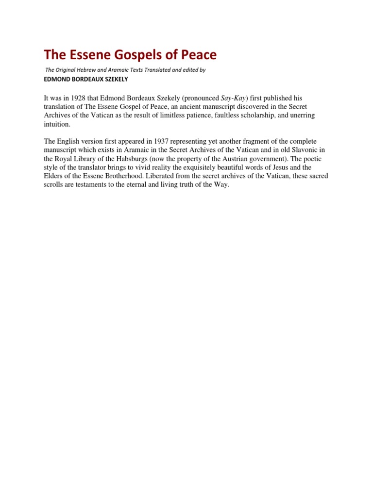 The Essene Gospel of Peace | PDF