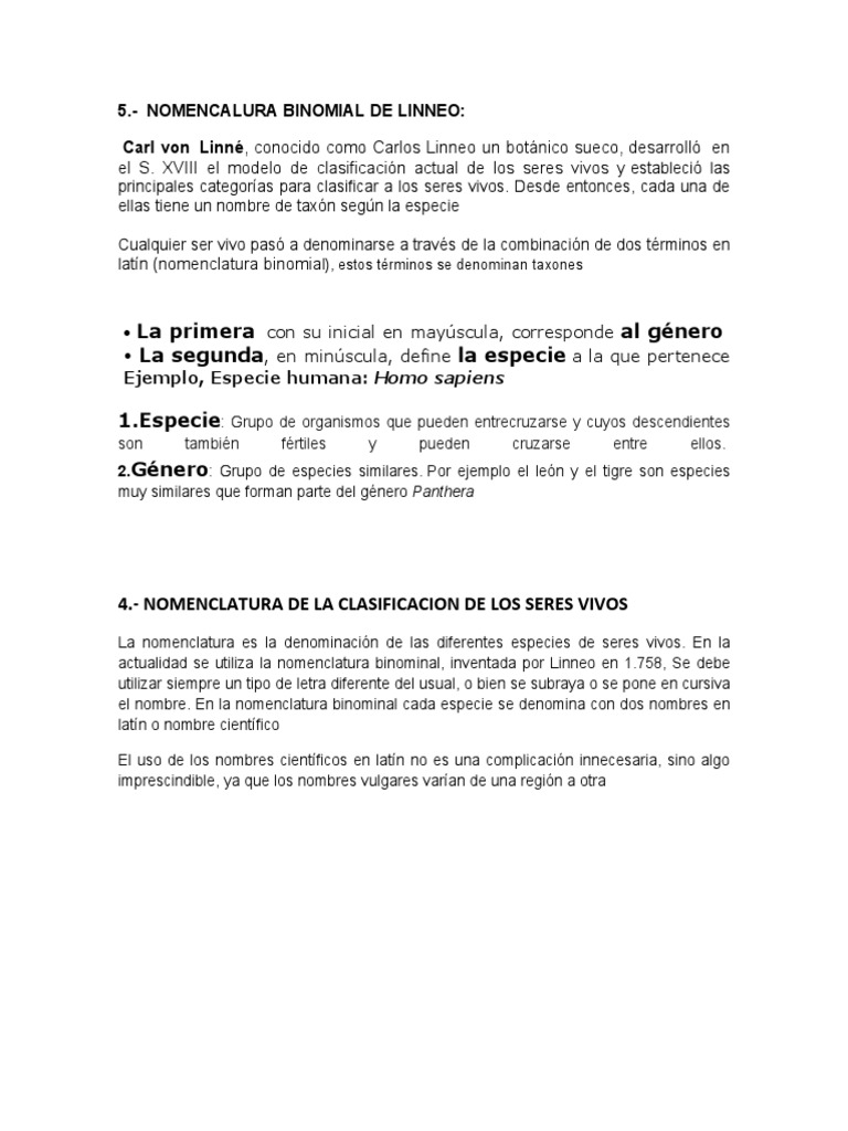 Nomenclatura Binomial | PDF