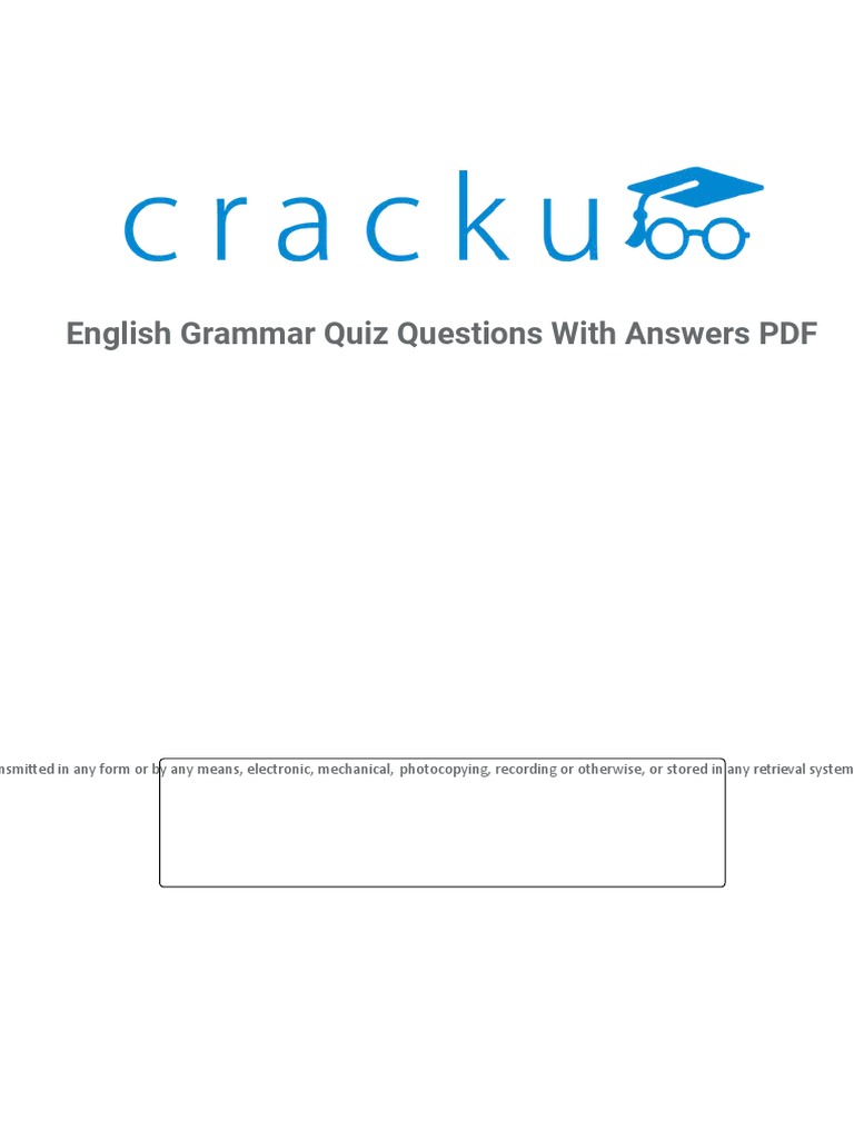 English Grammar Quiz Questions With Answers PDF | PDF | Question