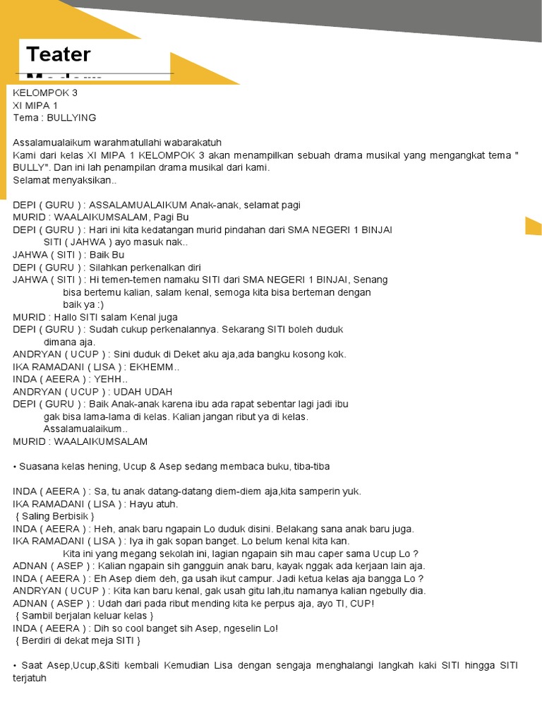 Naskah Teater Kelompok 3 | PDF