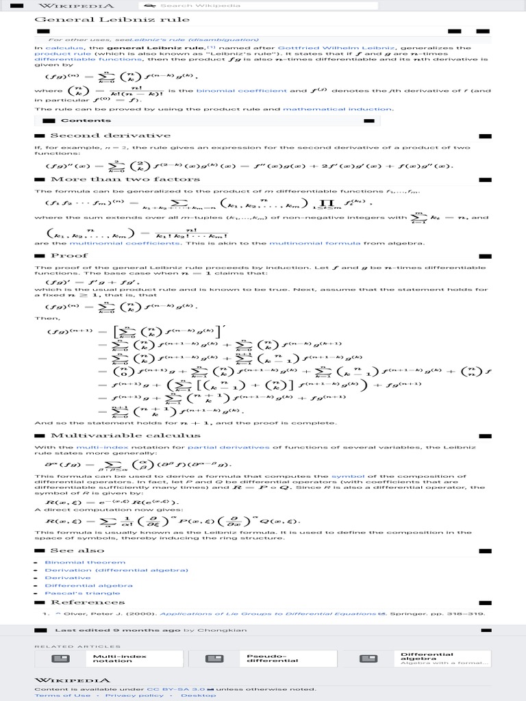 General Leibniz Rule - Wikipedia | PDF | Derivative | Function ...