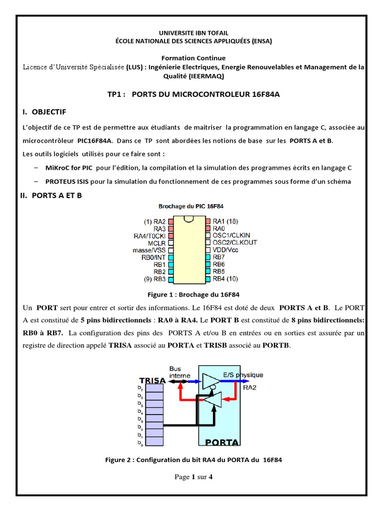 Tp1: Ports Du Microcontroleur 16F84A I. Objectif | PDF | Microcontrôleur | Développement de logiciel