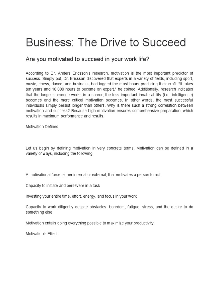Motivation: Key to Business Success | PDF | Motivation | Motivational