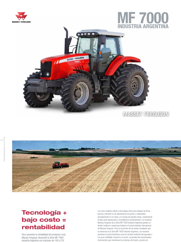 Tractor Massey Fergusson Serie MF 7000 Folleto | PDF | Eje ...