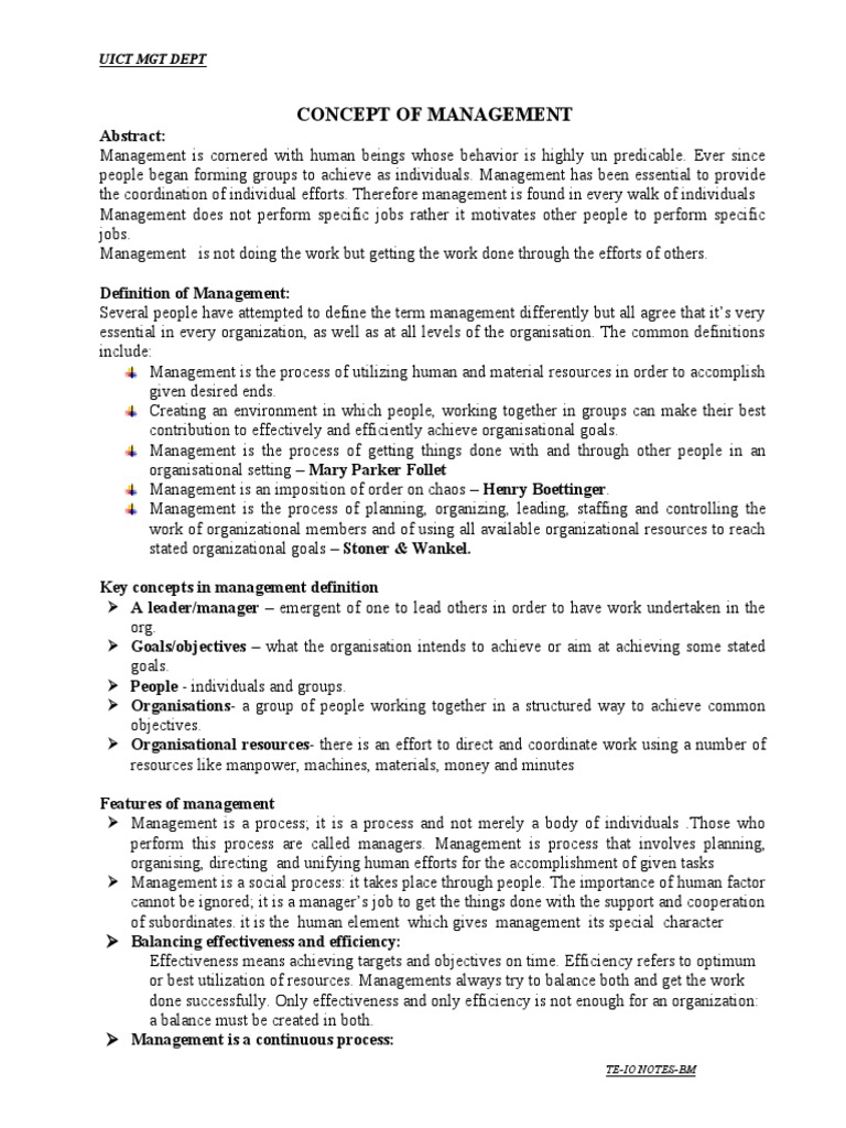Concept of Management | PDF | Goal | Business